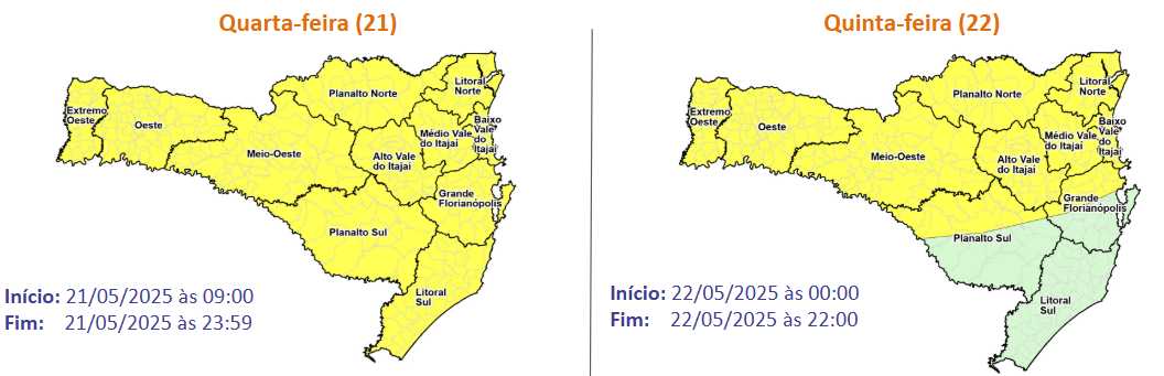 Observação Meteorológica SDC/SC 19/05 11:30 - Temporais isolados e ...